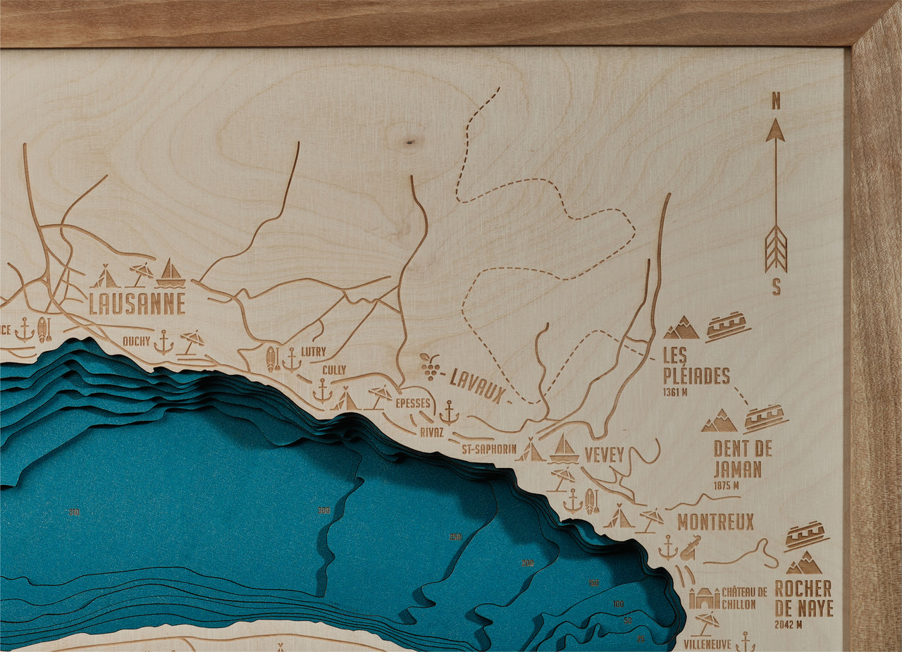 Lac Léman / Genfersee / Lake Geneva – SWISS WOOD MAPS®