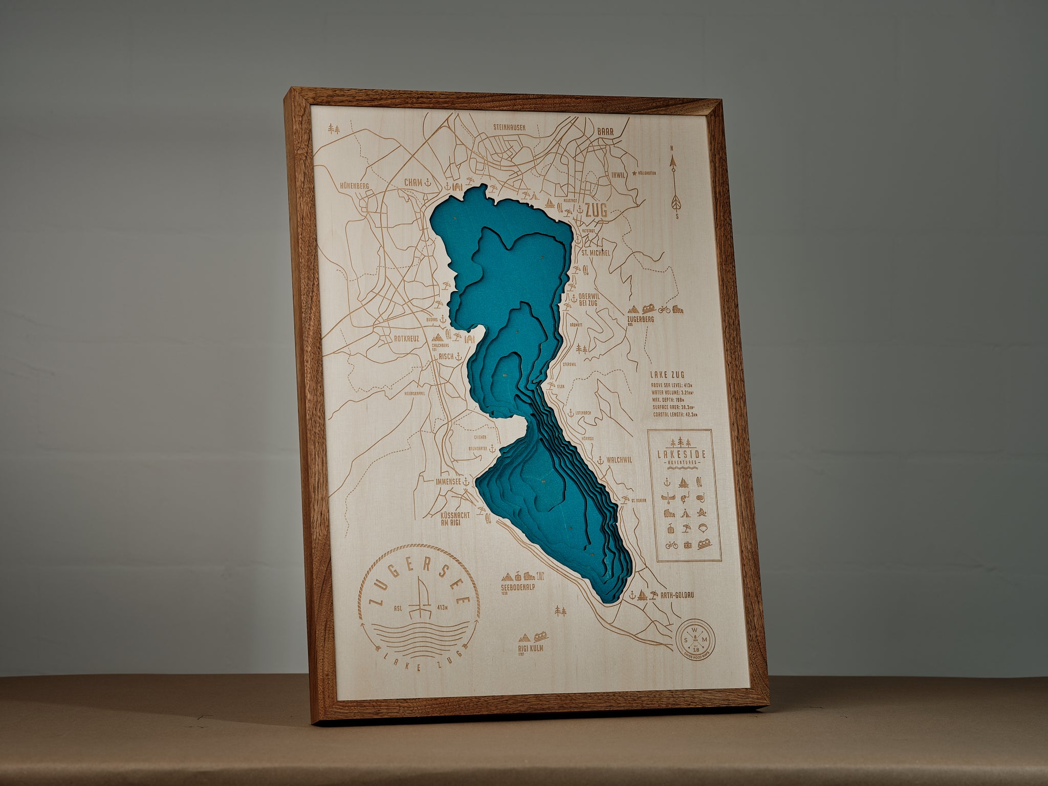 Zugersee / Lake Zug – SWISS WOOD MAPS®