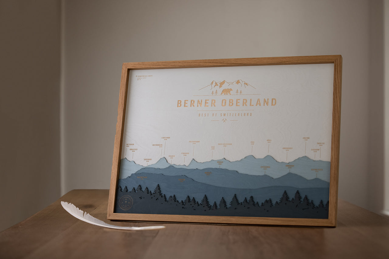 Panorama Wood Map - Berner Oberland – SWISS WOOD MAPS®